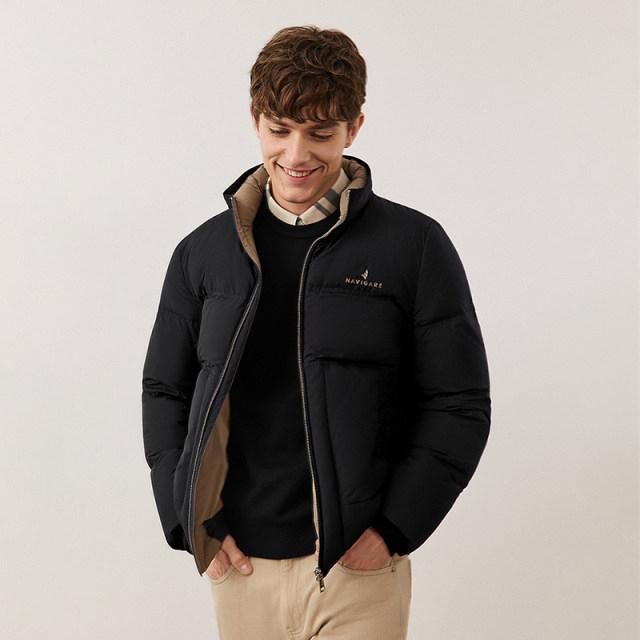 [Three-proof] Navigare Italian small sailing black stand-collar down ...