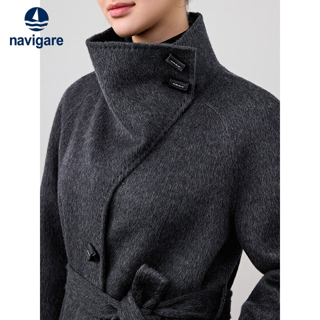 [Camel Wool] Navigare Italian Sail Gray Double-Sided Woolen Coat Women ...