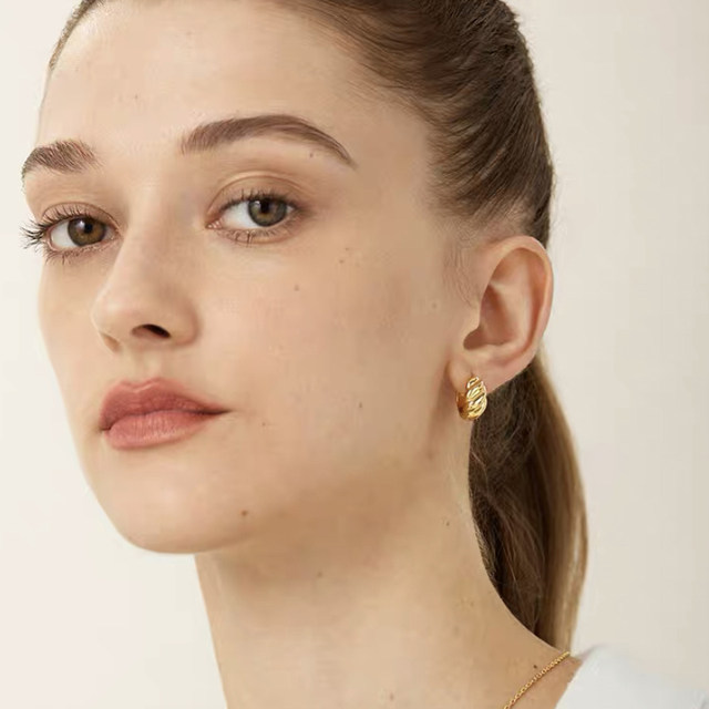 Korean s925 silver needle Tang Yixin same croissant earrings niche ...