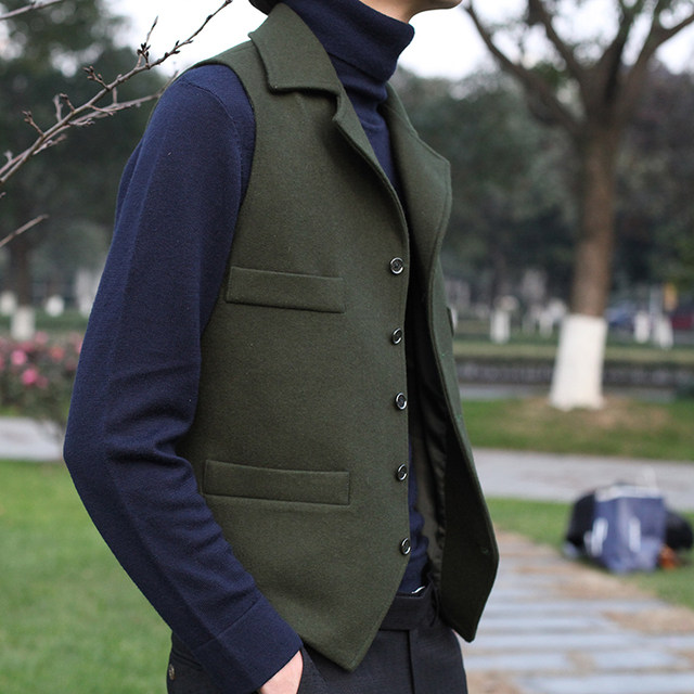 Homemade wool vest and woolen vest with separate suit lapel single ...