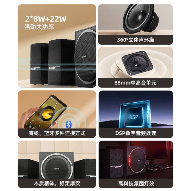 EDIFIER Walkman R303BT computer Bluetooth audio desktop home speakers ...