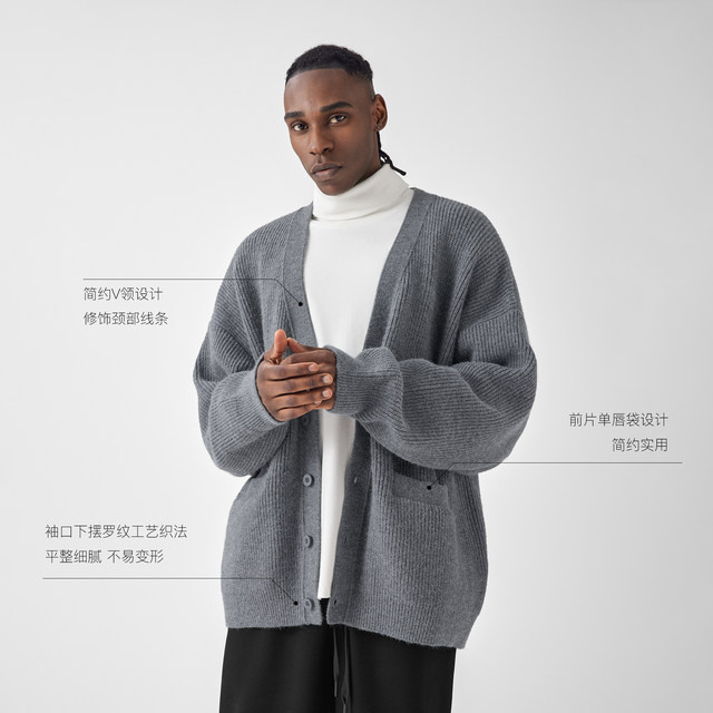 BODYDREAMBM high-end cardigan sweater men's autumn V-neck sweater loose ...