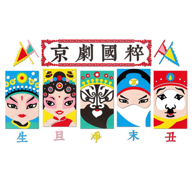 Kindergarten opera theme wall Peking Opera face stickers Shengdan ...
