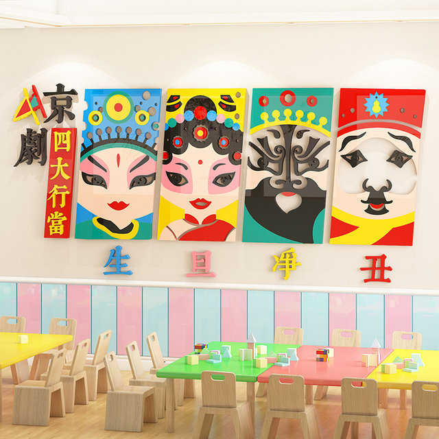 Kindergarten opera theme wall Peking Opera face stickers Shengdan ...