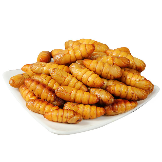 Fresh golden silkworm chrysalis fresh and frozen commercial barbecue ...