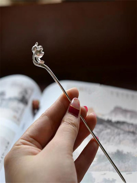 Chinese style 925 Silver Shishi three -dimensional lotus hair buns ...