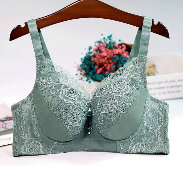 Women's underwear ultra -thin sponge sexy lace whole cup bra, gathered ...