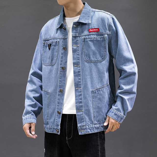 Functional trendy brand workwear denim jacket for men spring and autumn ...