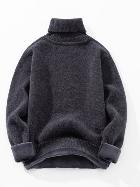Turtleneck sweater for men in winter large size plus velvet thickened ...