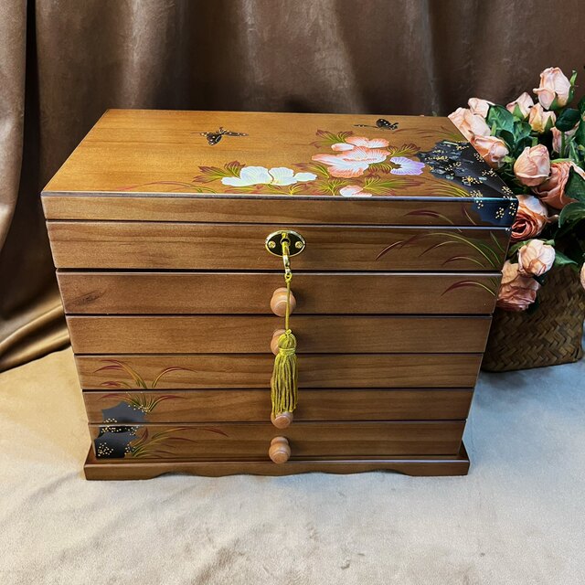 High-end wooden jewelry box solid wood drawer-type multi-layer storage ...