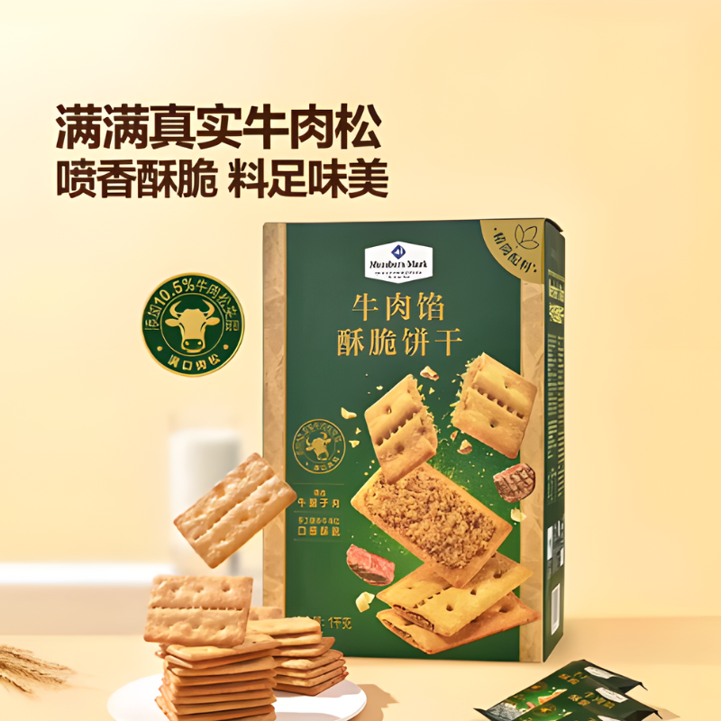Beef Filled Crispy Biscuits - 1000g Box - Savory Snack