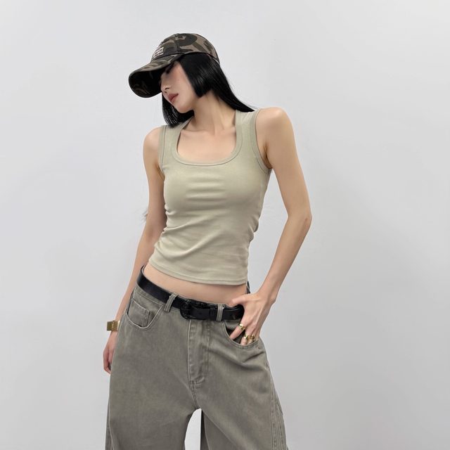 SHUISHUI with chest pads, pure cotton vest, summer slim and versatile U ...