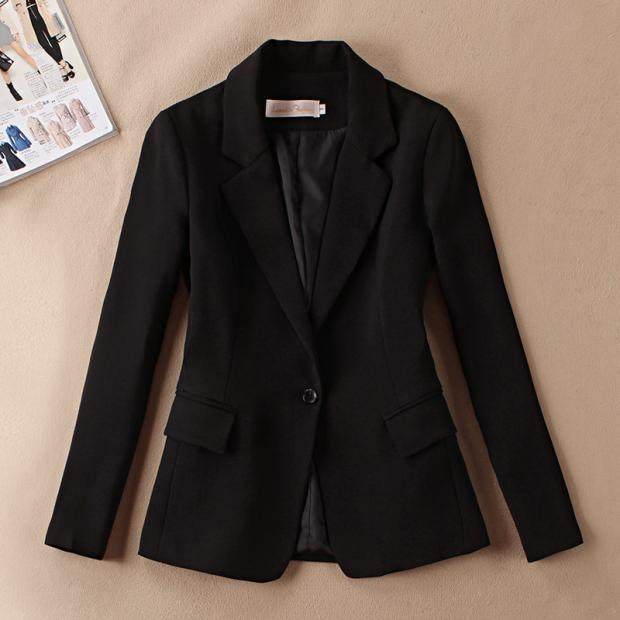 Suit suit women's spring and autumn long-sleeved black suit jacket slim ...