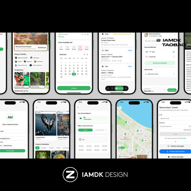 70+ screen travel agency flight hotel route booking app UI interface design Figma template kit