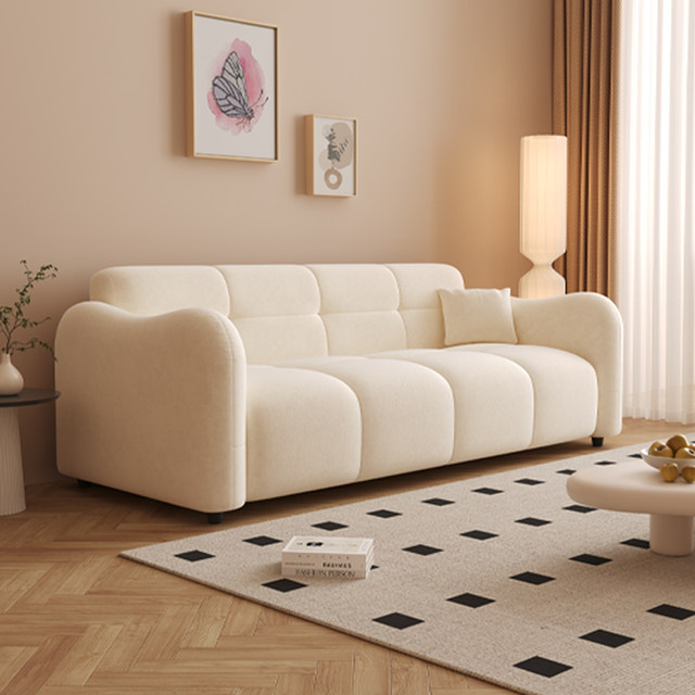 French cream style fabric sofa combination small apartment living room ...