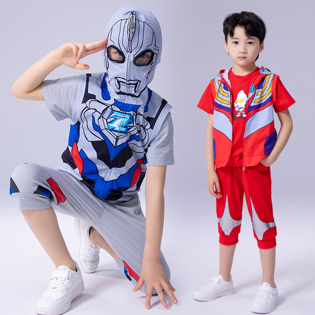 Ultraman clothes boys summer suit pure cotton new short-sleeved summer ...