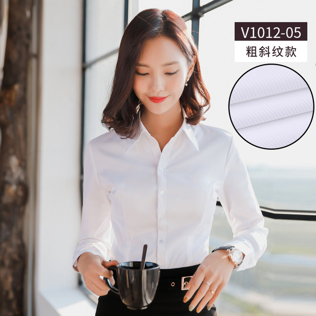 Autumn gray long-sleeved shirt women's business professional tooling ...