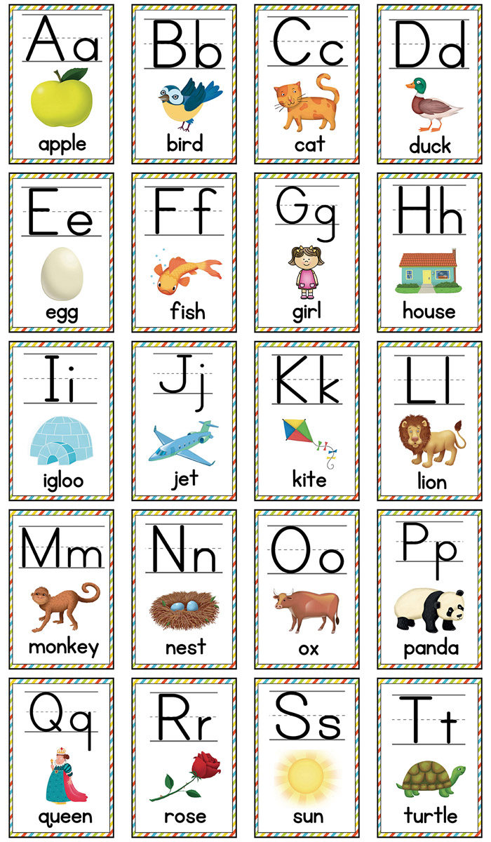 English 26 Letters Word Card Phonics Textbook Flash Card Set