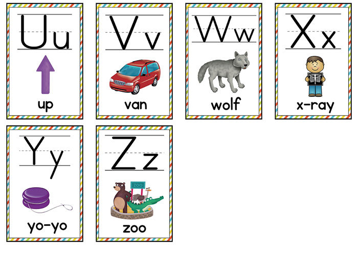 English 26 Letters Word Card Phonics Textbook Flash Card Set