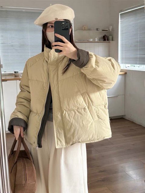 Wuli 24 Winter Korean Pure Color Collect Colle Plord Female Short ...