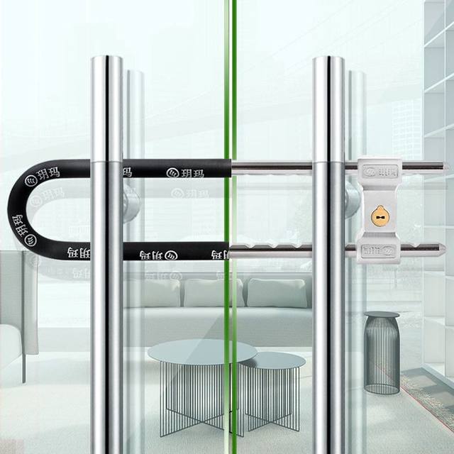 Yuema glass door lock U-shaped lock double-door shop anti-theft lock ...