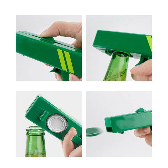 Creative Gun Shape Can Openers Spring Cap Catapult Launcher
