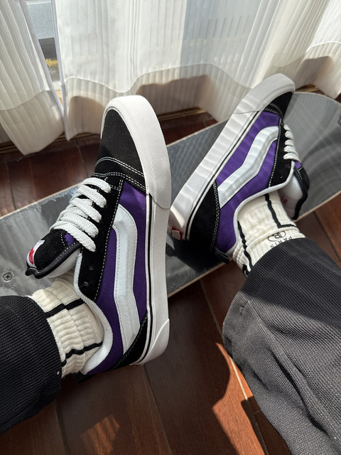 Jidi Wansi bread shoes knu skool low-top shoes black purple retro ...