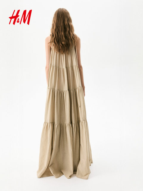 HM2025 summer new women's clothing, fashionable casual and versatile layered strap dress 1294592