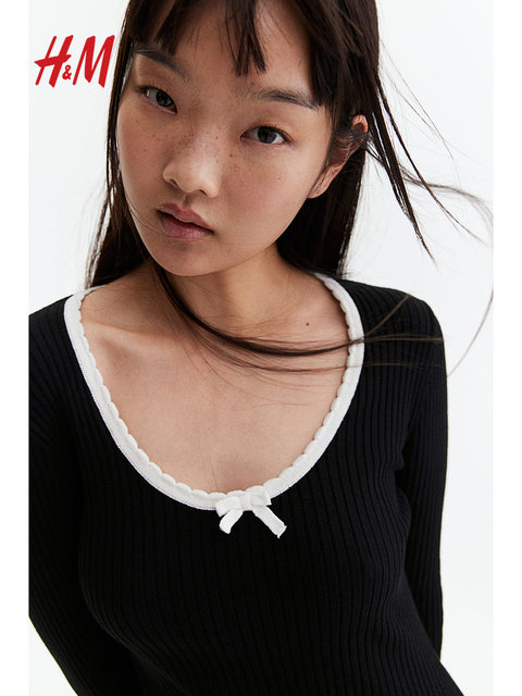 HM2025 Spring New Women's Clothing Popular Robin Knit Type Tight Cliny Dress 1269026