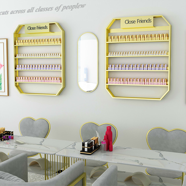 Nail exhibition shelf armor gel rack wall -mounted cosmetics nail shop ...