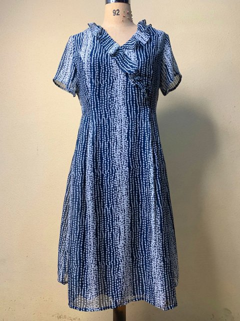 Ligui chiffon ruffled small V-lap floral stripes small fresh style ...