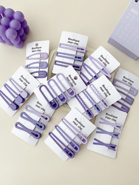 Periwinkle blue hair clip simple BB clip water drop bang clip side hair ...