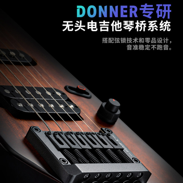 DONNER Tangnon Electric Guitar HUSHX Professional Series Rock Beginner Student Headless Electric ...
