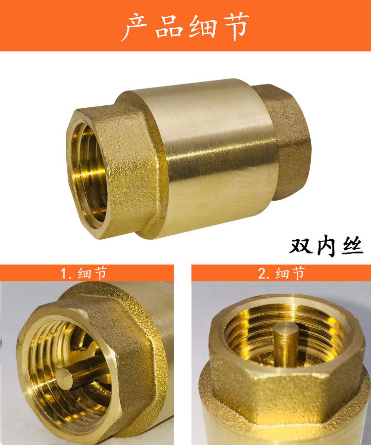 Brass spring vertical one-way valve water pipe 4-point check