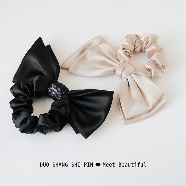 Japanese and Korean satin black bow large intestine rope head rope ...