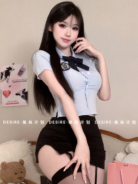 Sexy cos policewoman uniform sexy intercourse high-end nightgown summer women's 2024 new jk ...