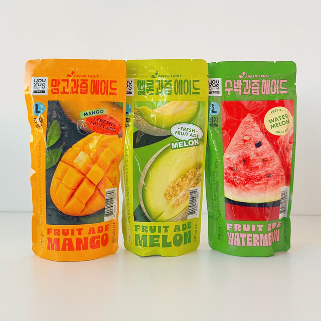 Blue lemonade Korean juice coffee with ice delicious bagged youus ...