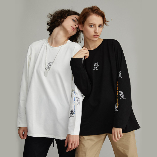 onedu long-sleeved T-shirt women's 2024 new round neck cartoon print ...