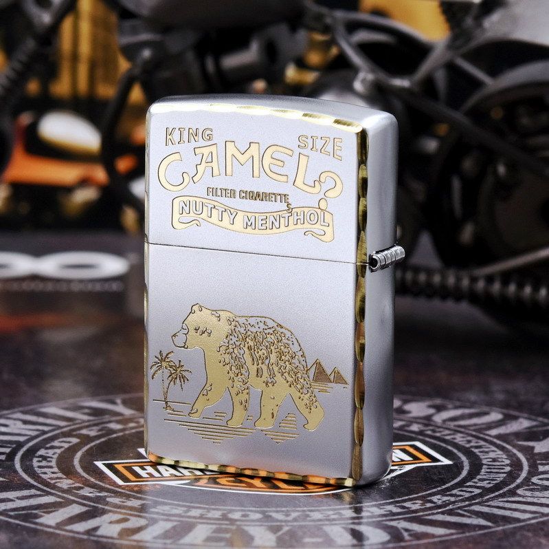Zippo Vžigalnik 205/167 Armor Chrome DIY Izrezljana Kamela in Medved