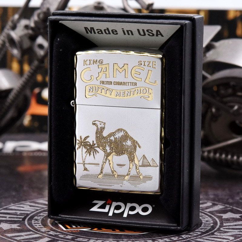 Zippo Vžigalnik 205/167 Armor Chrome DIY Izrezljana Kamela in Medved