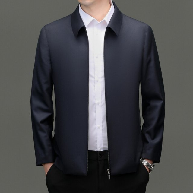 Spring and Autumn Sheep Wool Jacket Contains Silk High-end New Lapel ...