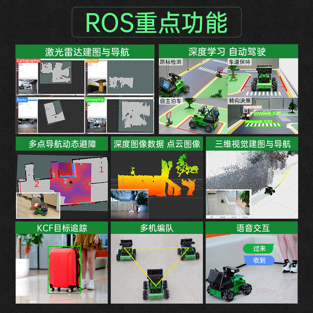 ROS2 robot smart car JetAuto visual programming SLAM wheel mapping navigation JetsonNano