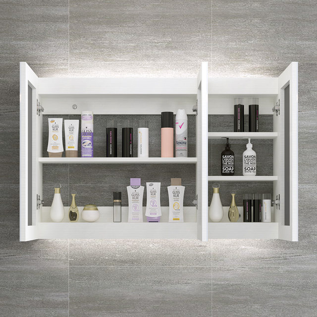 Nordic multi-layer solid wood bathroom mirror cabinet waterproof modern ...