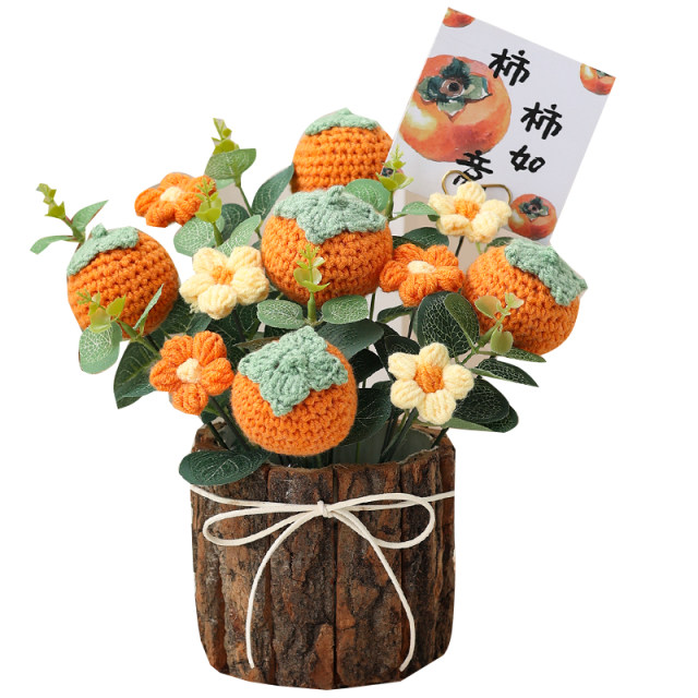 Finished knitted handmade yarn persimmon strawberry simulation apple ...