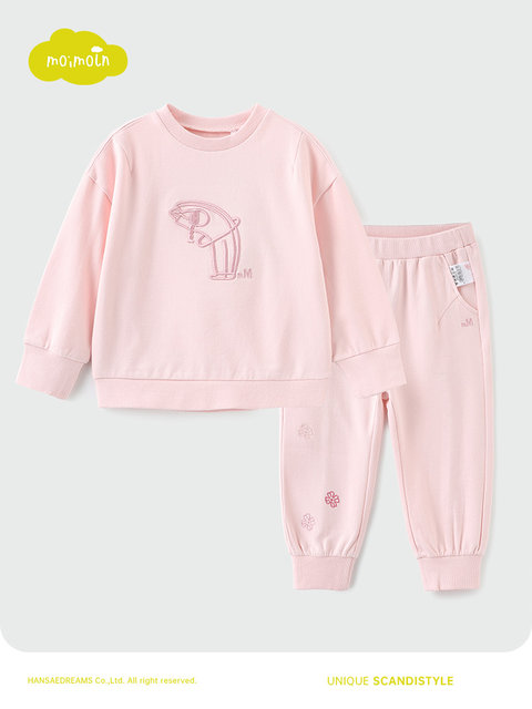 Moimoln Xiaoyun Duo Children's clothing autumn new girl sweater pants two -piece female baby ...