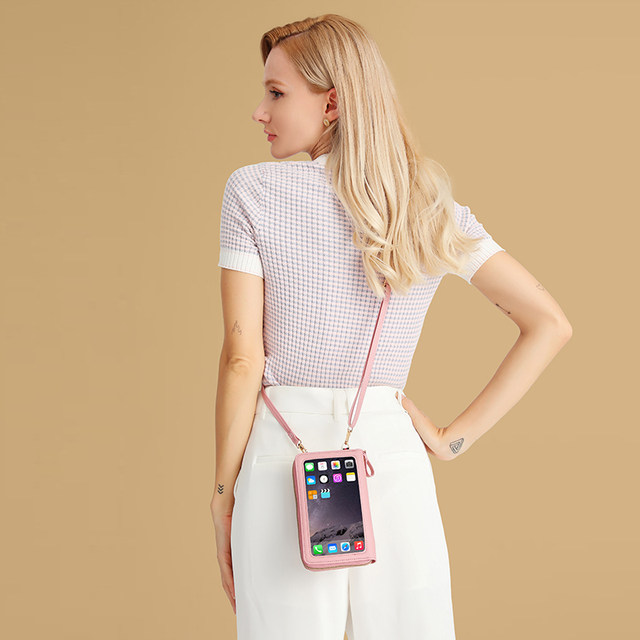 Transparent touch screen mobile phone bag women's crossbody bag mini ...