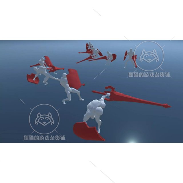 Unity Heavy Lancer AnimSet 1.3 Cavaliers Long Gun Zhen Shield Animation ...