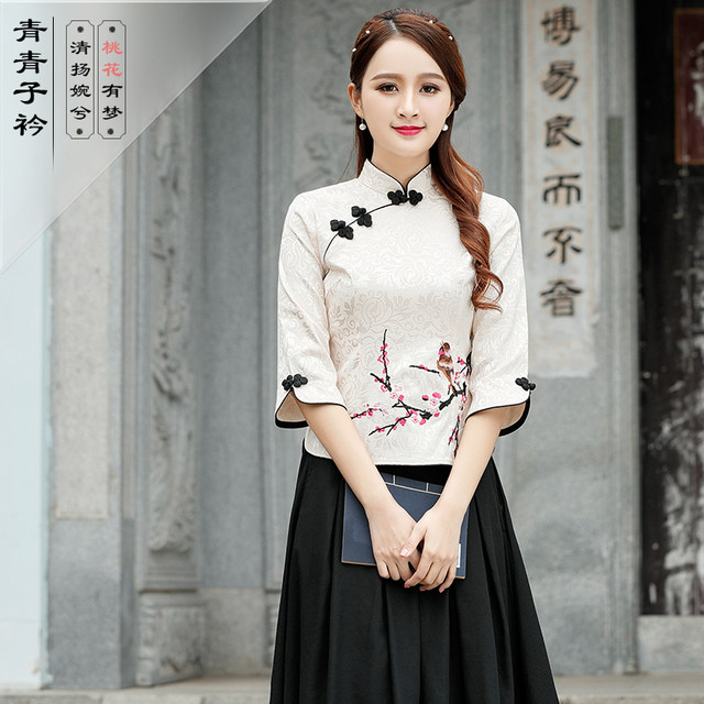 Improved cheongsam top fashionable short Tang suit Chun Republic style ...