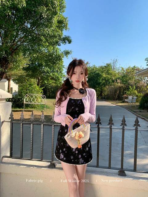 Fabric pig, blueberry fruit tree, Korean floral suspender dress, women ...