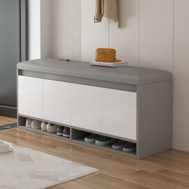 Solid wood shoe-changing stool at the door, light luxury and high-end ...